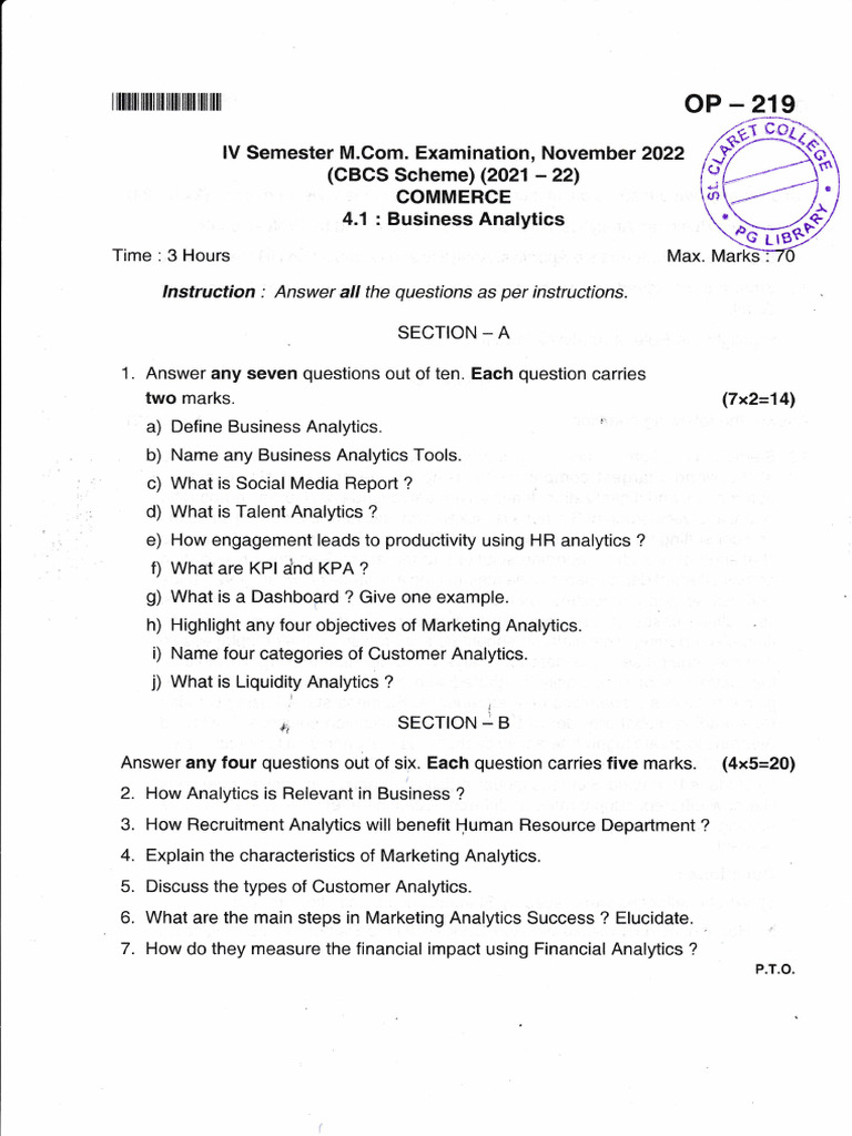 Business Analytics Exam Questions Guide | PDF | Analytics | Siemens