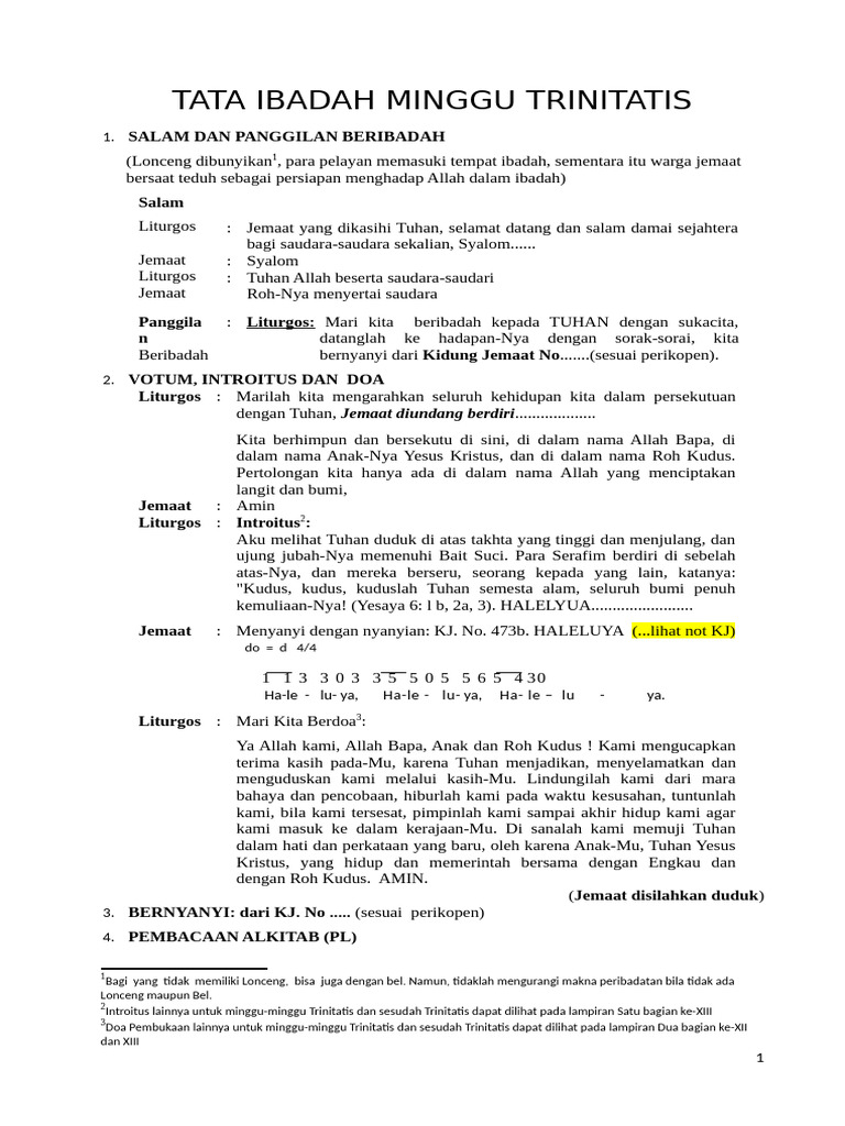 Tata Ibadah Minggu Trinitatis | PDF