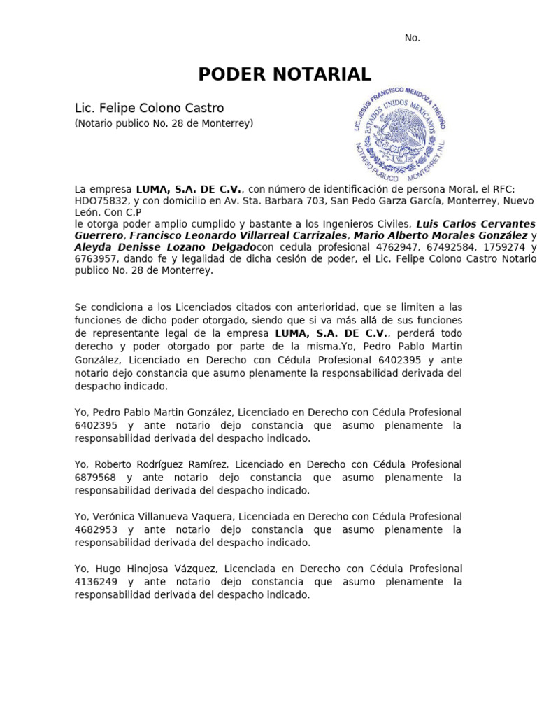 02. Poder Notarial | PDF