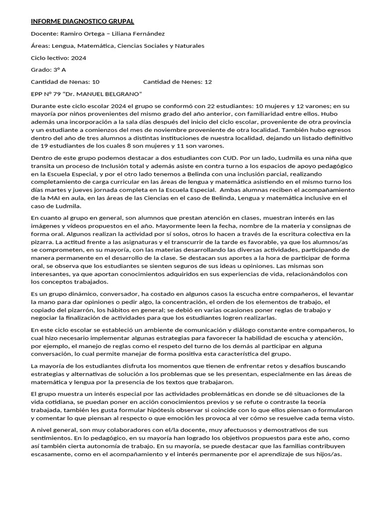 Informe Final Grupal | PDF | Escuelas | Aprendizaje