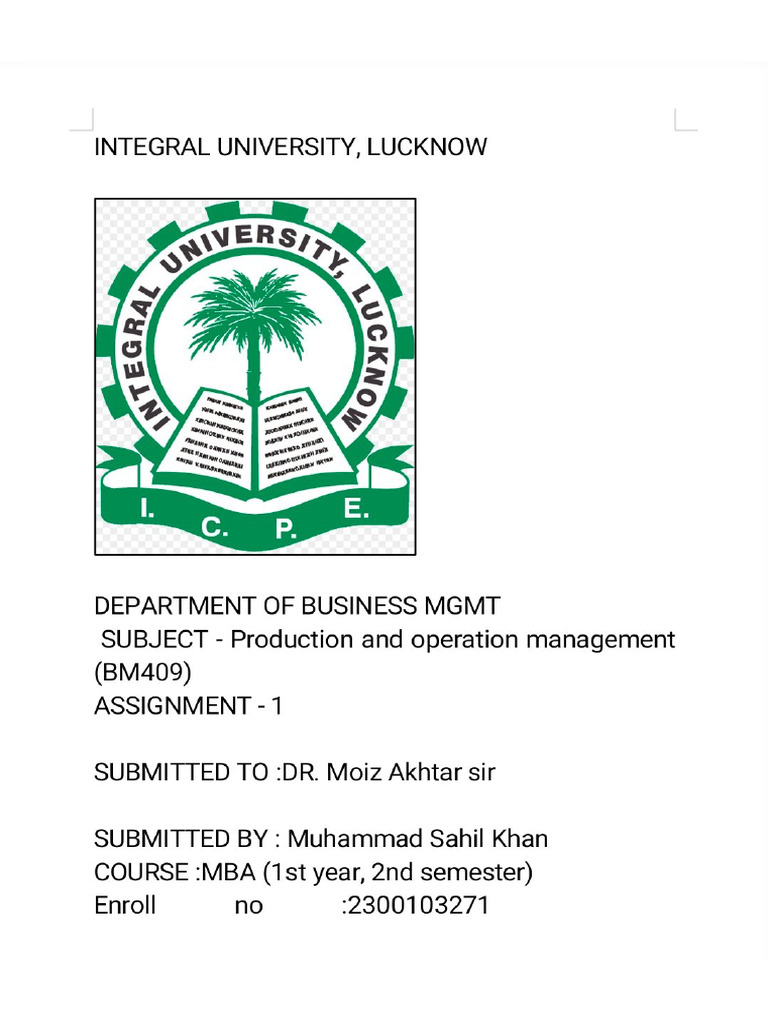 Production & Operation Management - 1 | PDF