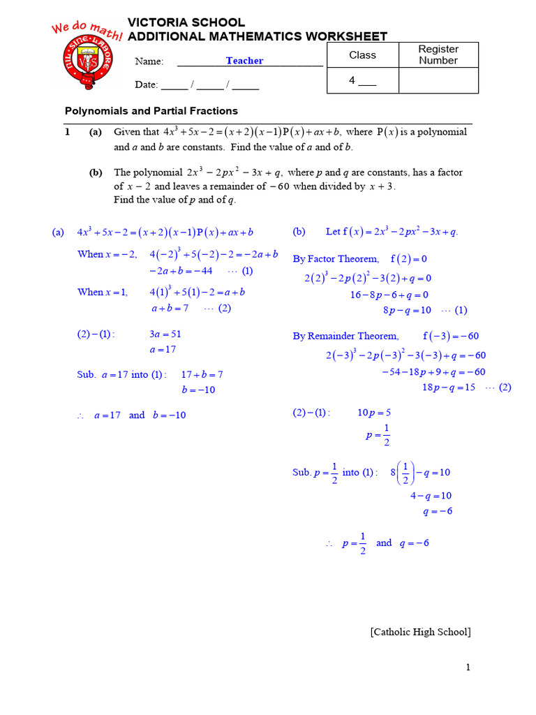 AM Chap 4 Polynomials HW Solutions | PDF