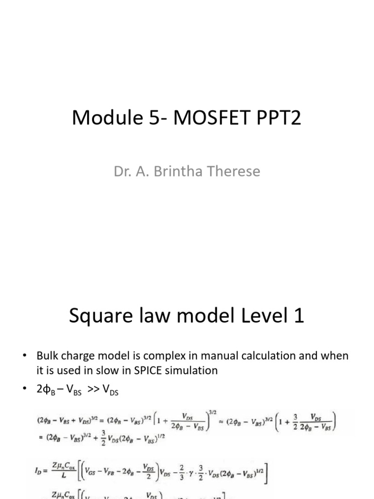 MOSFET Square Law Model Analysis | PDF
