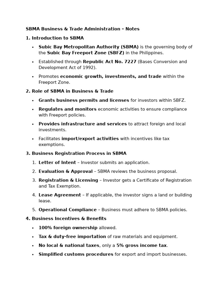 Sbma Notes | PDF | Economies | Business