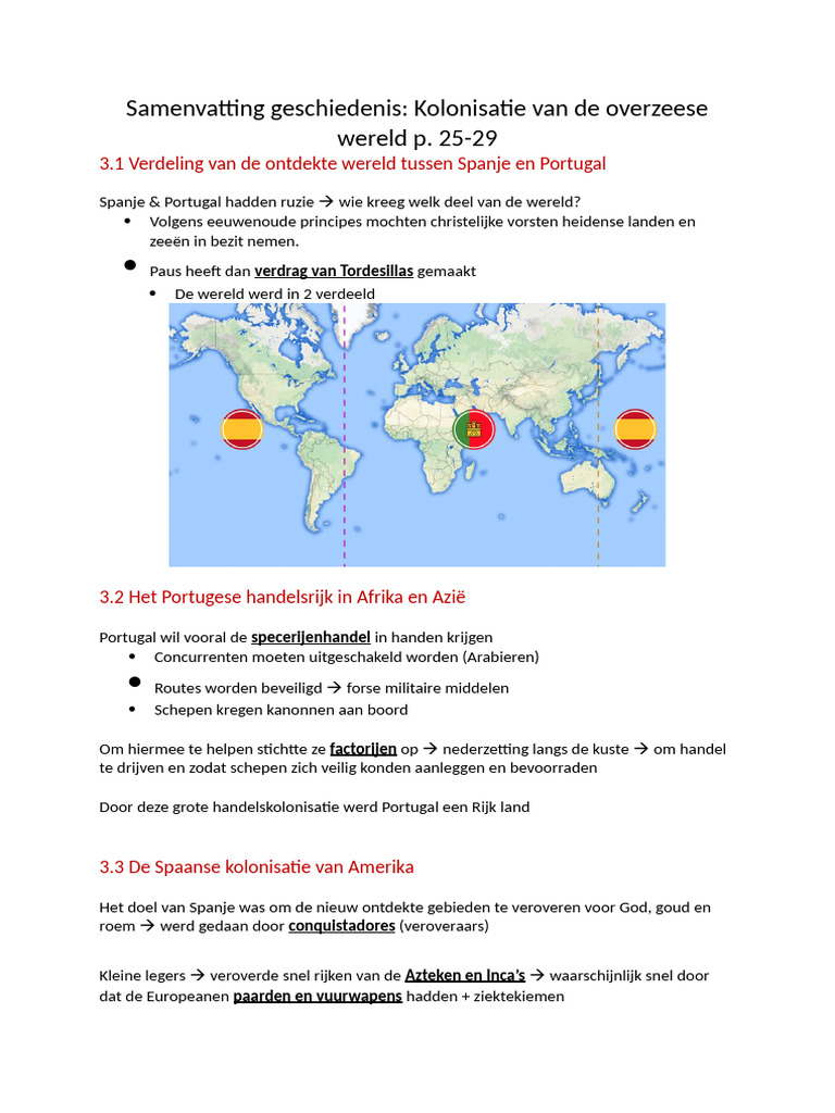 Samenvatting Geschiedenis Kolonisatie Van de Overzeese Wereld | PDF