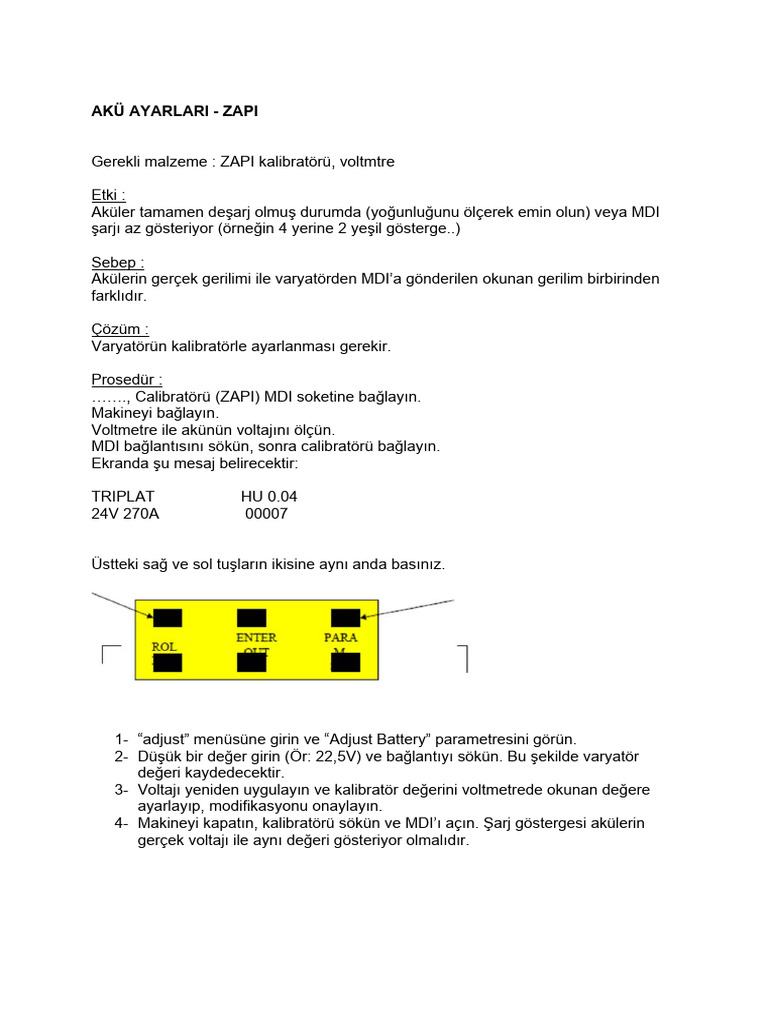 ZAPI - Akü Ayarları | PDF