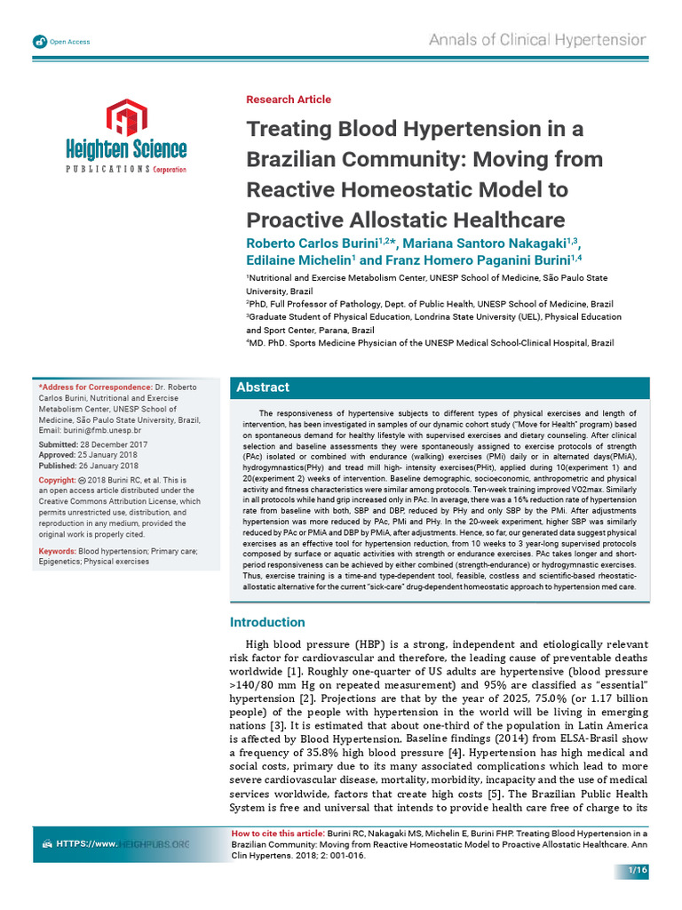 2018_Treating Blood Hypertension_homeost Allost | PDF | Hypertension ...