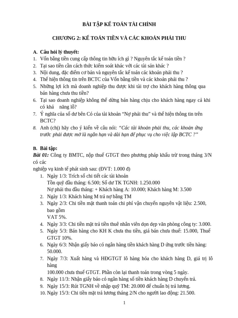 Bai tap KTTC khong chuyen_3TC_2023 | PDF