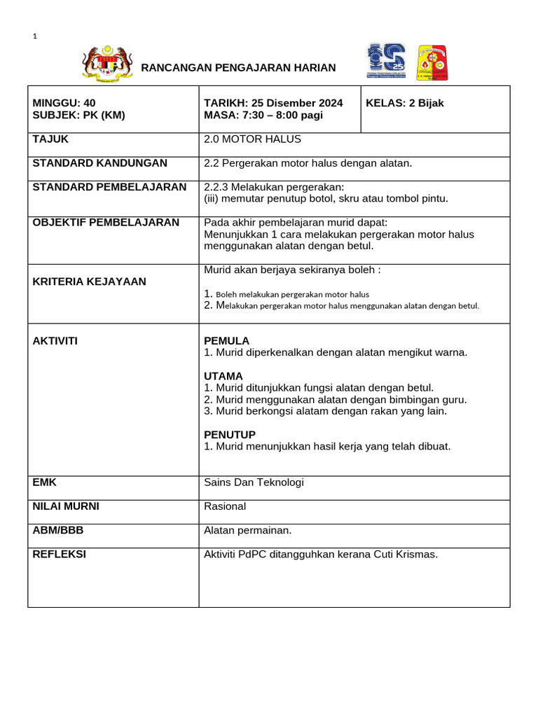RPH RABU MINGGU 40 2024 | PDF