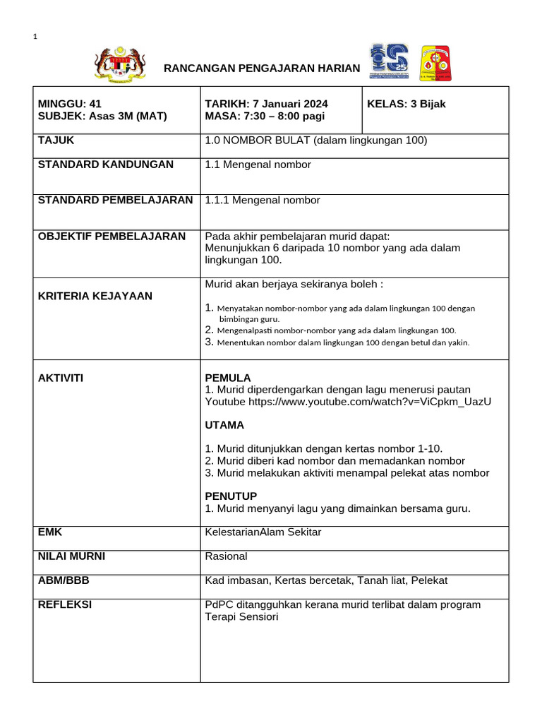 RPH Selasa Minggu 41 2024 | PDF