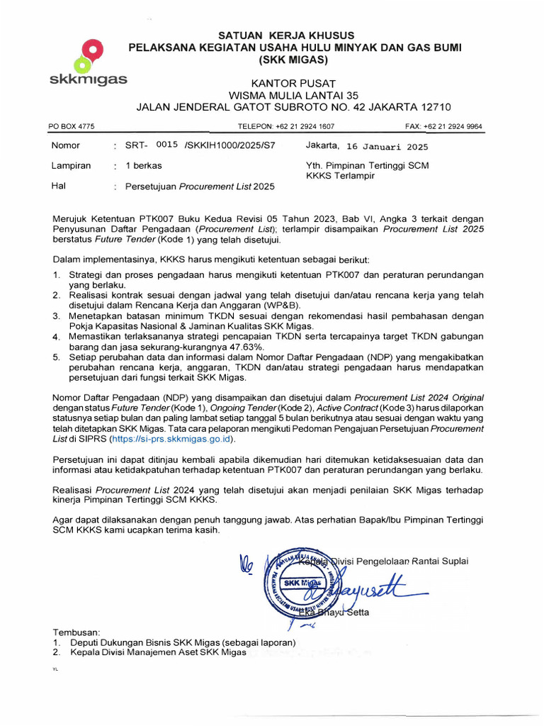 Procurement List 2025 SKK MIGAS | PDF