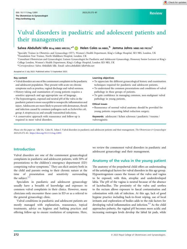 Pediatric Vulval Disorders and Management | PDF | Vagina | Medical ...