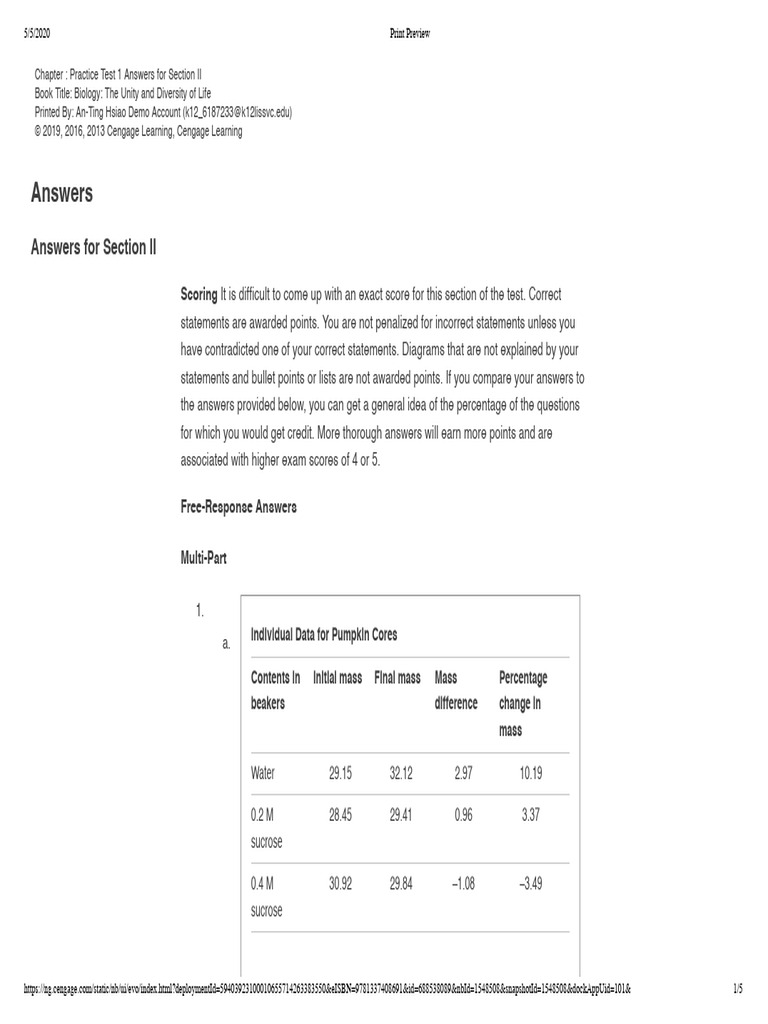 AP Bio Practice Exam 1 Answers | PDF