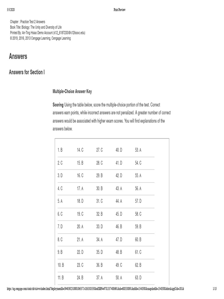 AP Bio Practice Exam 2 Answers | PDF