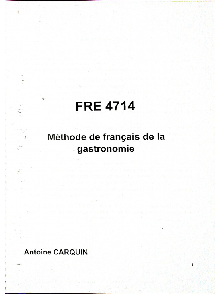 Gastronomie de La Francais | PDF
