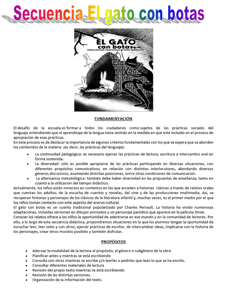 Actividades sobre El Gato con Botas | PDF | Literatura infantil ...