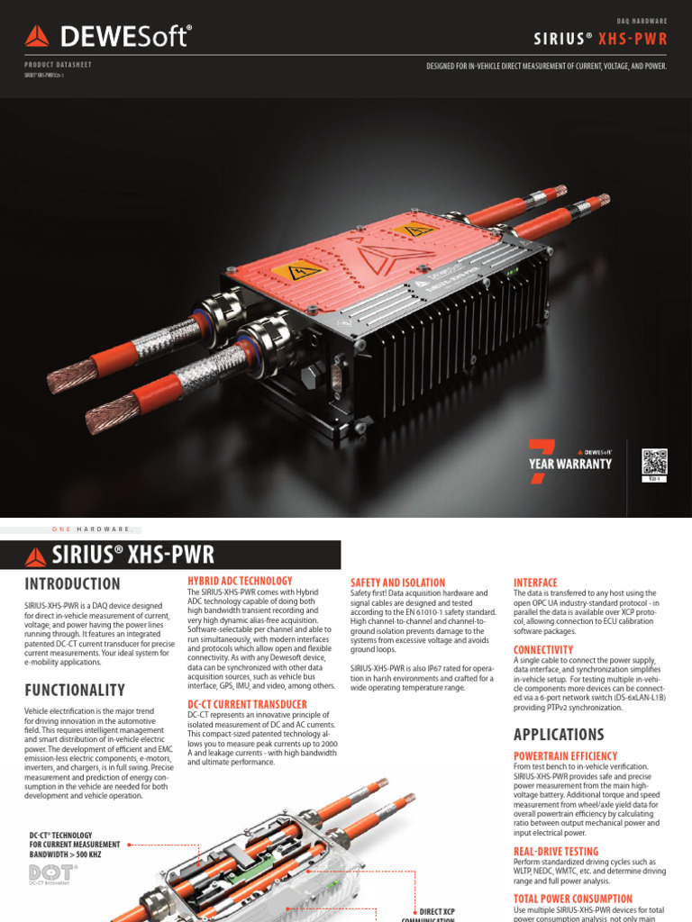 Dewesoft Sirius Xhs PWR Product Data en | PDF | Analog To Digital Converter | Data Acquisition