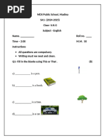 JR KG English Question Paper of Final Exam 2024-25 | PDF