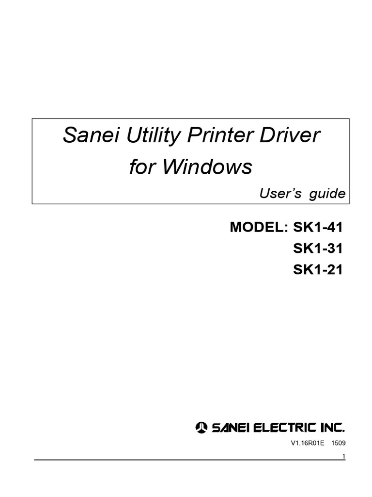SK1 UtilityDriver Manual - Ver116R01E | PDF | Device Driver | Computer File