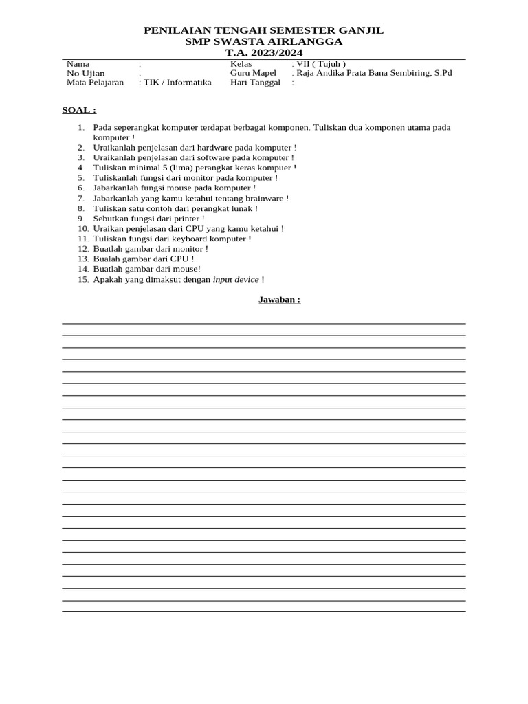 PTS KLS VII 2023 2024 | PDF