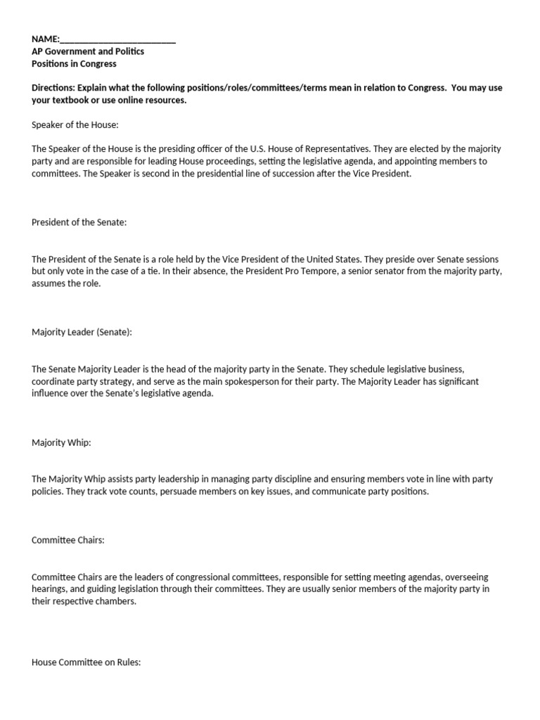 AP GOPO Congressional Positions | PDF