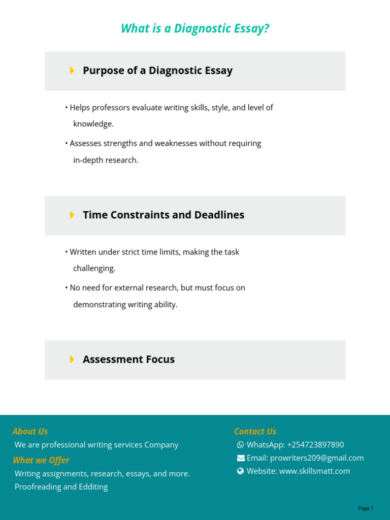 What Is A Diagnostic Essay | PDF
