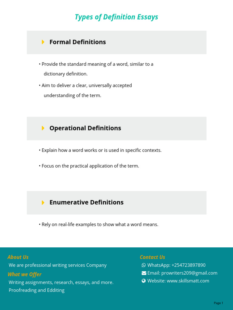 Types of Definition Essays | PDF