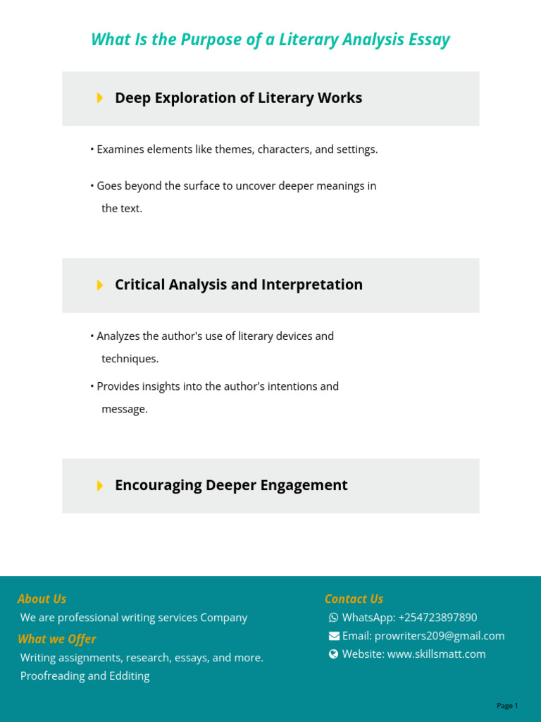 What Is The Purpose of A Literary Analysis Essay | PDF