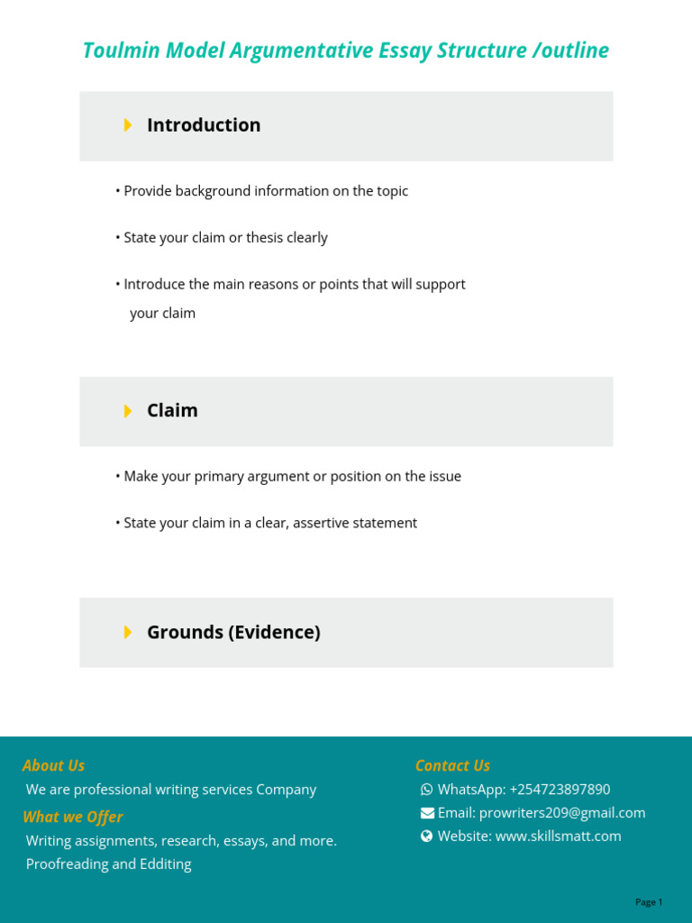 Toulmin Argument Essay Guide | PDF