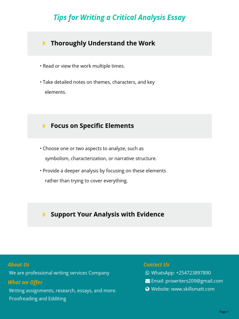 Tips For Writing A Critical Analysis Essay | PDF