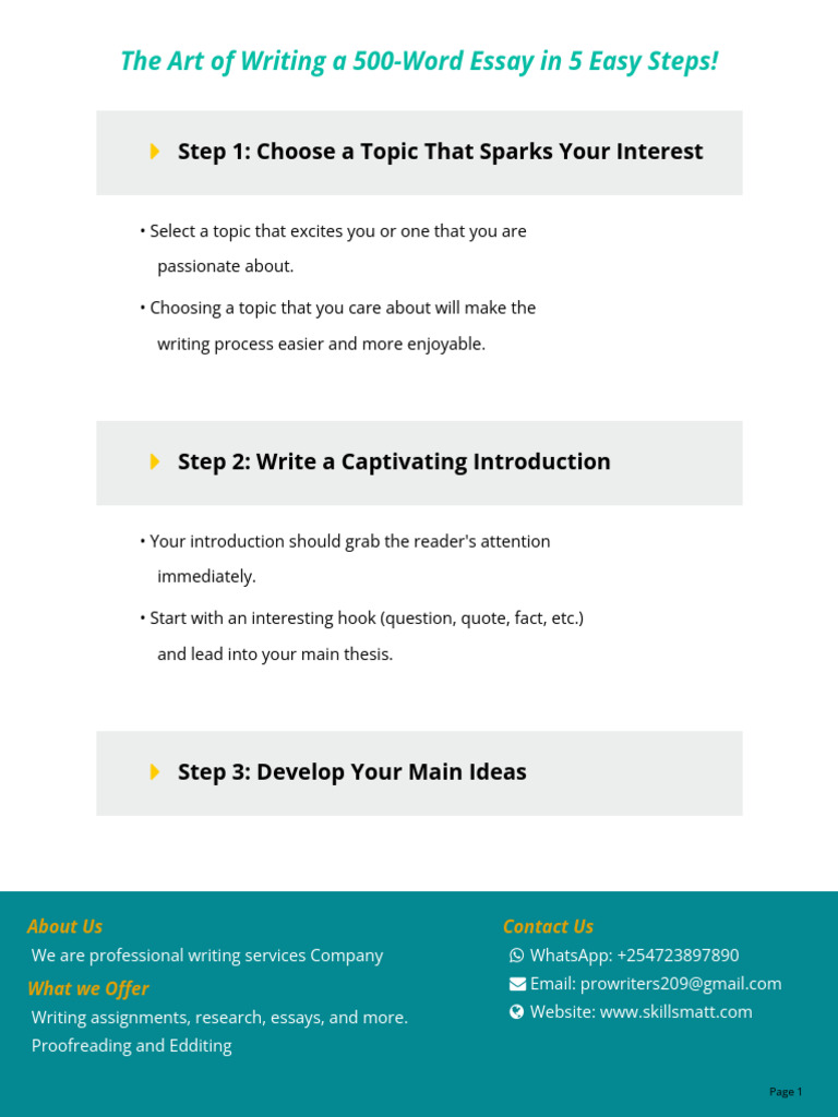 The Art of Writing a 500-Word Essay in 5 Easy Step | PDF