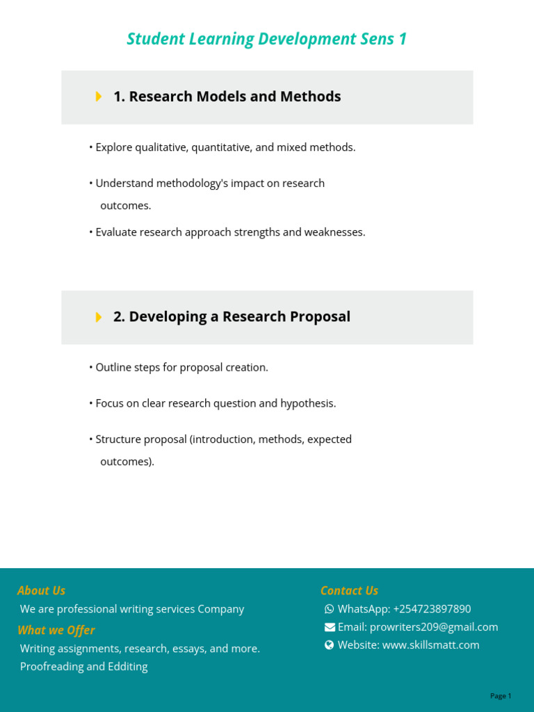 Student Learning Development Sens 1 | PDF | Methodology | Learning