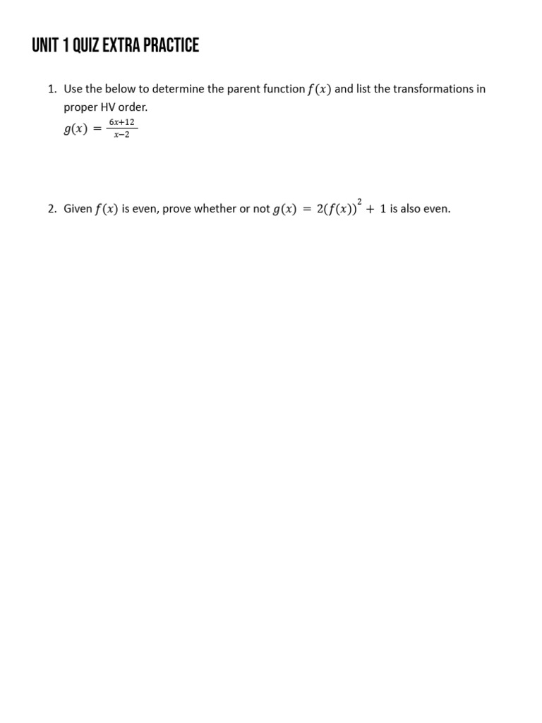 Unit 1 Extra Practice Problems | PDF
