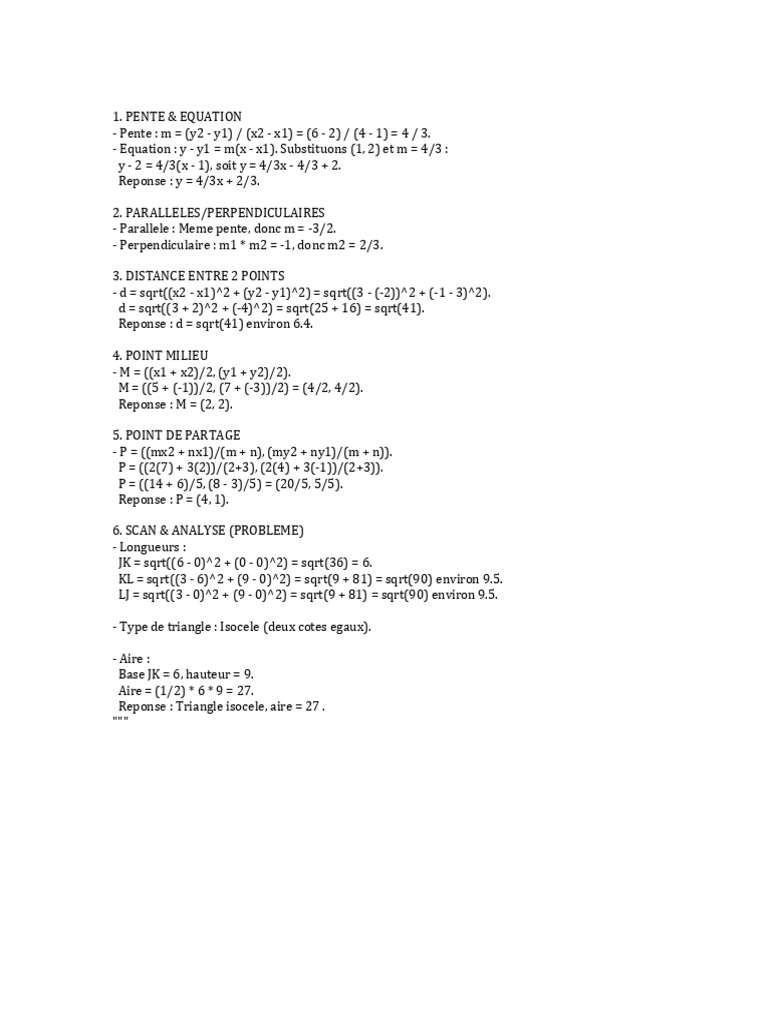 Corrigé Math ch.1 | PDF