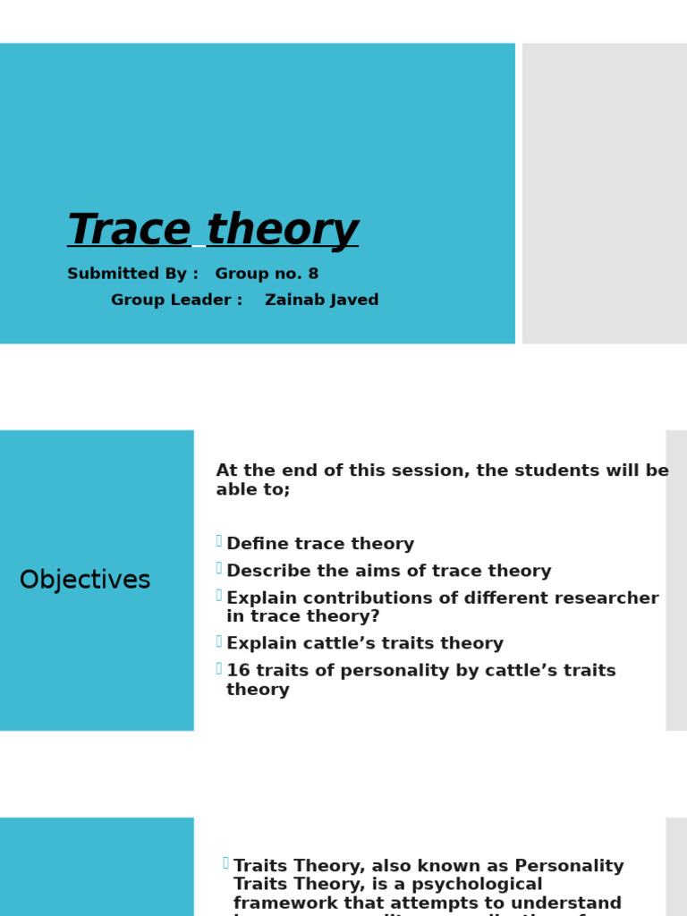 Trace Theory by Group No 8 | PDF | Psychological Theories | Personality ...