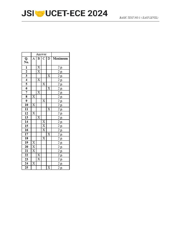 Basic Test No.1 Answer Key | PDF