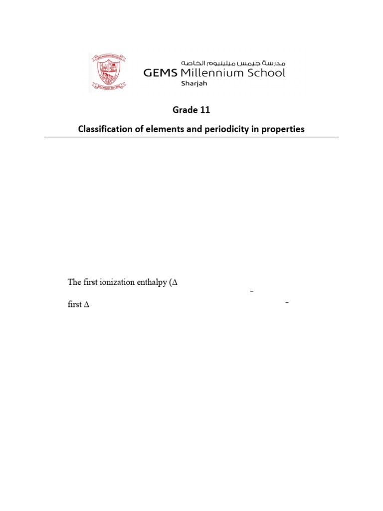 Periodic Classification of Elements - Work Sheet - 2023 | PDF | Ion ...