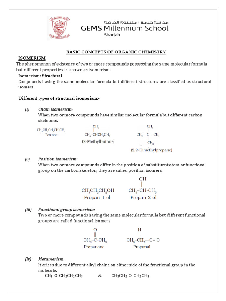Organic Chemistry Basics and Isomerism | PDF | Chemical Bond | Isomer