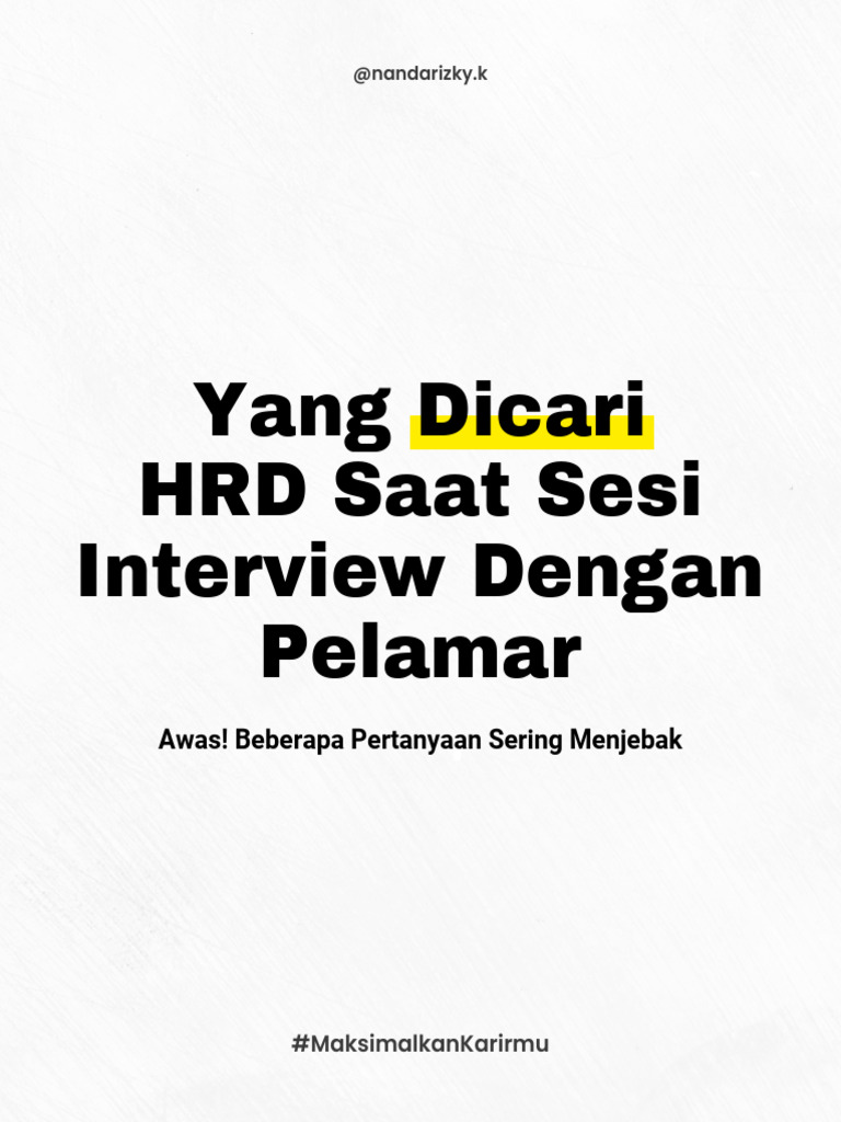 Pertanyaan Kunci HRD Saat Interview | PDF