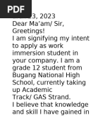 Application Letter For Immersion | PDF | Cognition | Learning