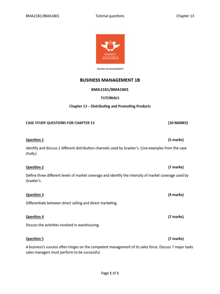 Chapter 13 Tutorial Questions | PDF