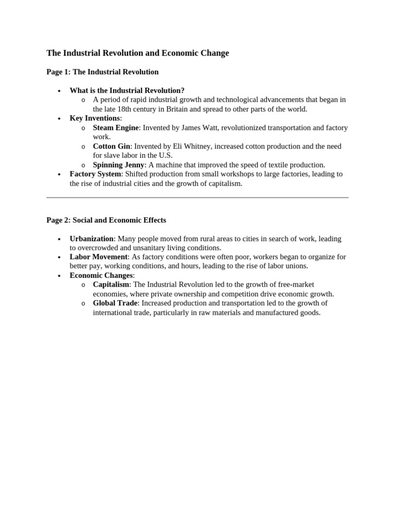 The Industrial Revolution and Economic Change | PDF