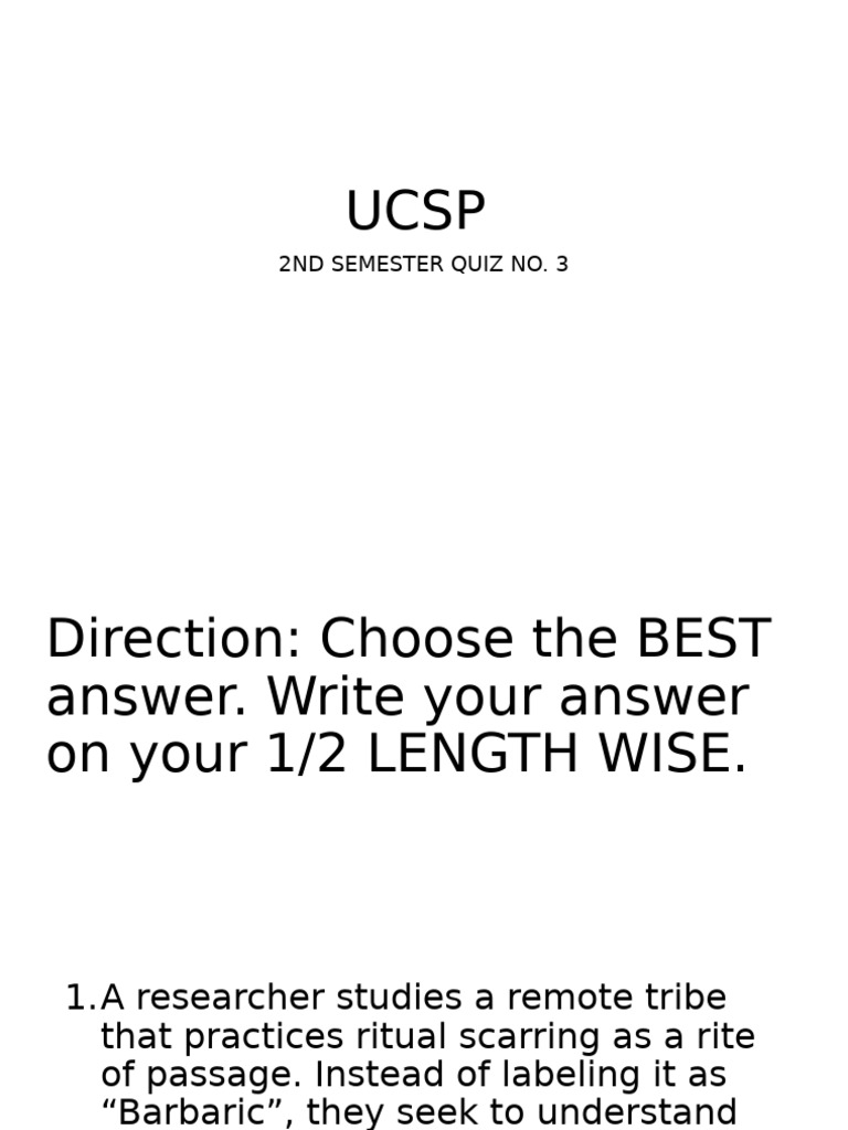 2ND Semester Ucsp Quiz No. 3 | PDF | Homo | Socialization