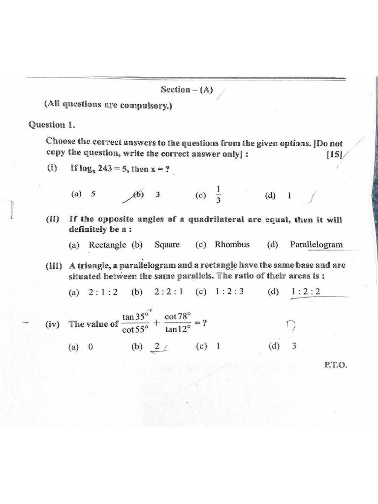 Maths Previous Year Question Paper2 | PDF