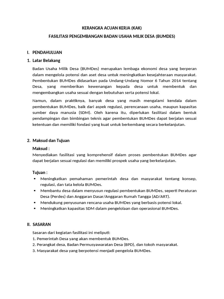 Fasilitasi Pembentukan BUMDes 2025 | PDF