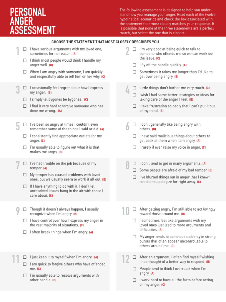 Personal Anger Assessment | PDF | Anger | Behavioural Sciences