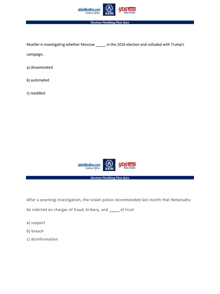 Election Meddling Quiz | PDF