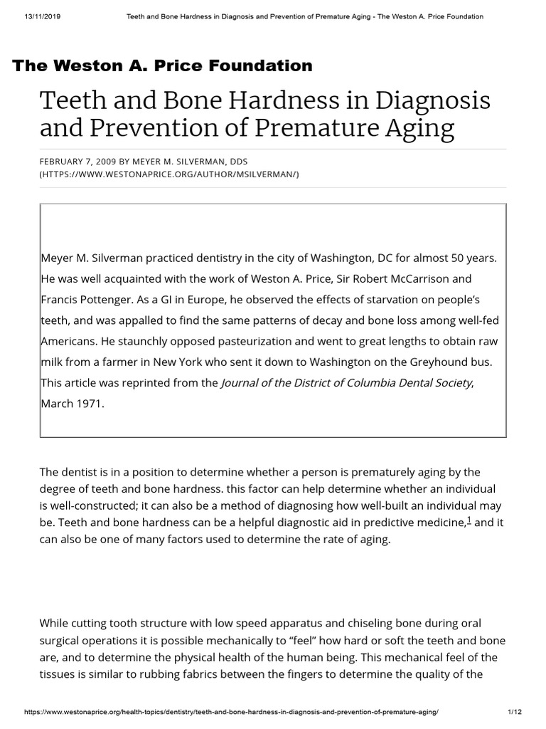Teeth and Bone Hardness in Diagnosis and Prevention of Premature Aging ...