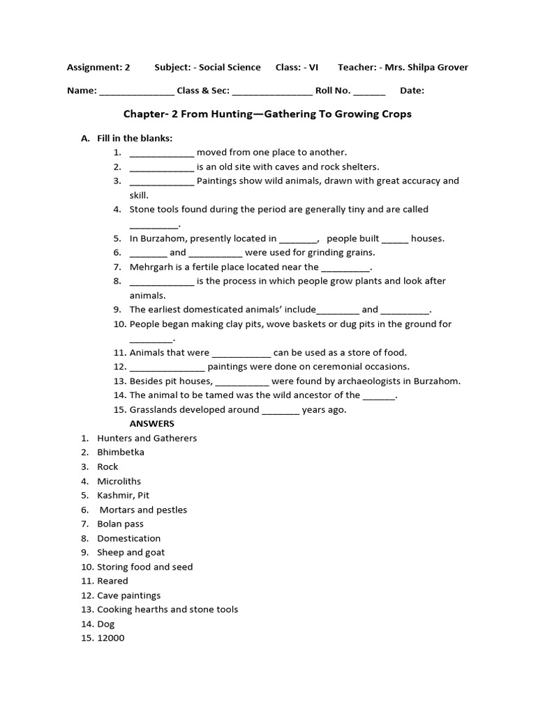 Chapter - 2 History Questions | PDF | Paleolithic | Stone Age