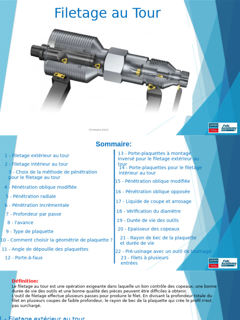 Techniques de Filetage au Tour | PDF | Usinage | Métallurgie